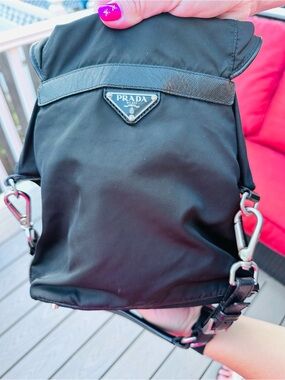Prada | Bags | Rare Prada Black Nylon Backpack Style Shoulder Bag ...